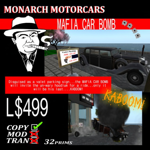 Second Life Marketplace - Mafia Car Bomb Car Valet Stand By Monarch ...